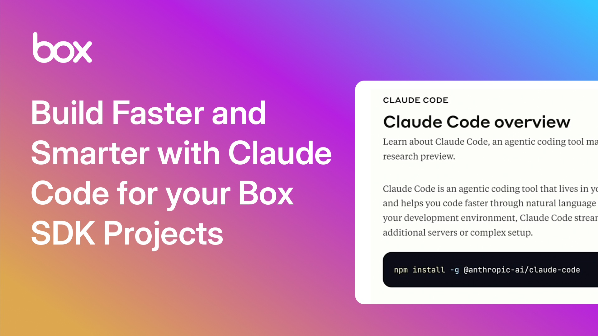 Build Faster and Smarter with Claude Code for your Box SDK Projects ...
